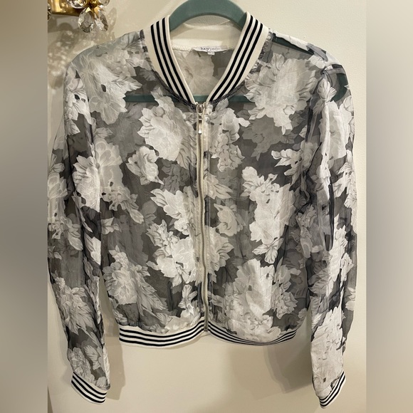 Lucy Paris | Jackets & Coats | Lucy Paris Sheer Floral Bomber | Poshmark